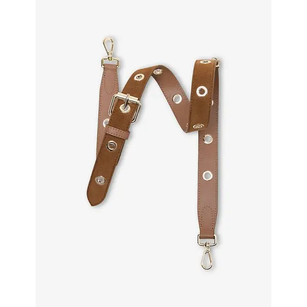Maje Eyelet-embellished Suede Shoulder Strap