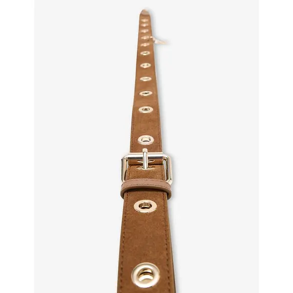 Maje Eyelet-embellished Suede Shoulder Strap