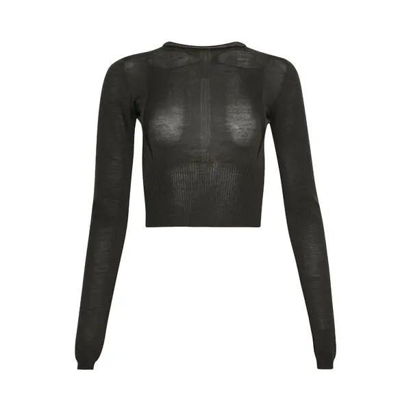 Rick Owens Slashed Long-sleeve Cropped Sweater