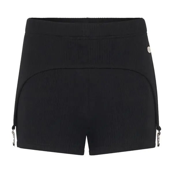 JEAN PAUL GAULTIER Cotton Ribbed Mini Short With Lingerie Garter - Black