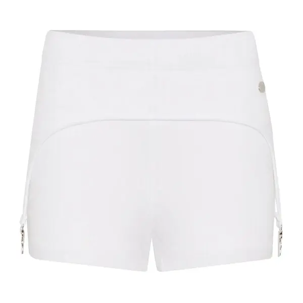 JEAN PAUL GAULTIER Cotton Ribbed Mini Short With Lingerie Garter - White