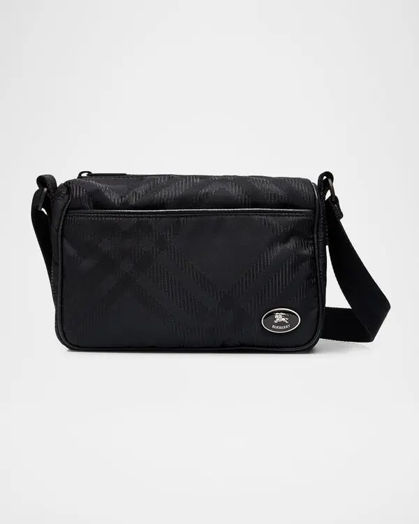 Burberry East/west Check Messenger Bag - Black