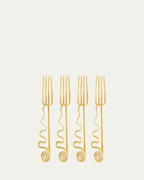 L'Objet Spirale Cocktail Forks, Set Of 4 - Gold