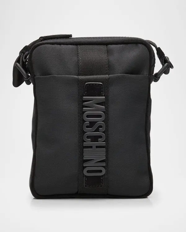 Moschino Nylon Crossbody Bag With Suede Trim - Black