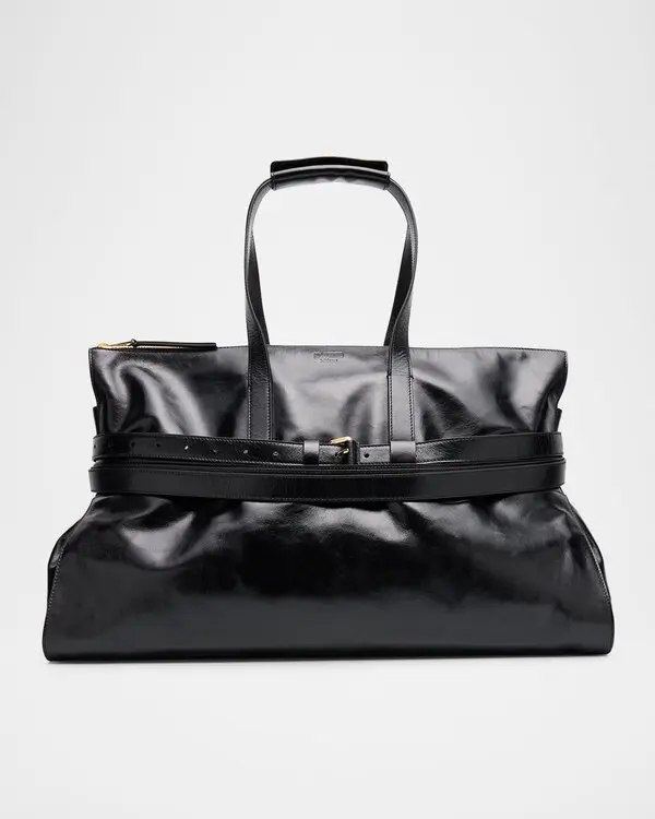 Moschino Carry Me Leather Duffle Bag - Black