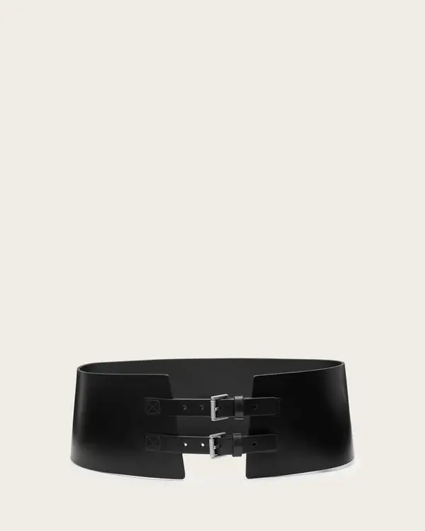 ALLSAINTS Mya Leather Hip Belt - Black