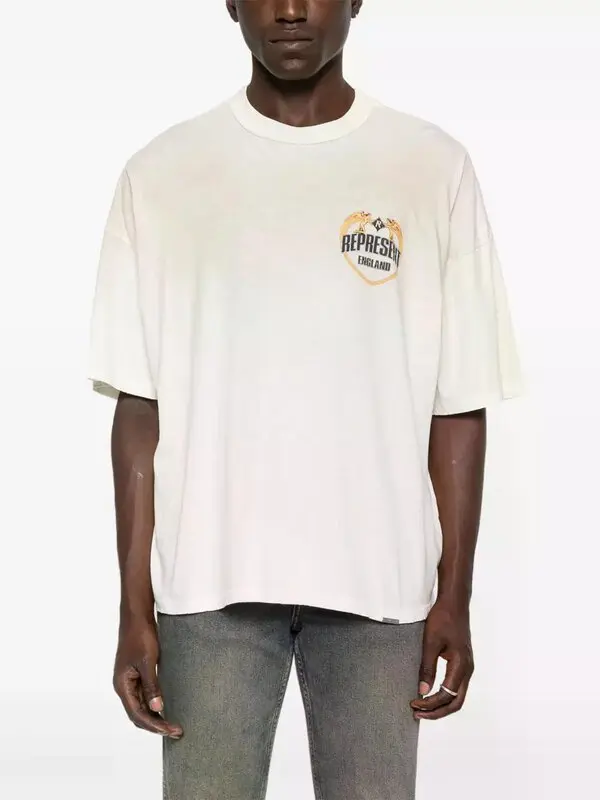 REPRESENT Graphic-print Crew-neck T-shirt - Neutrals