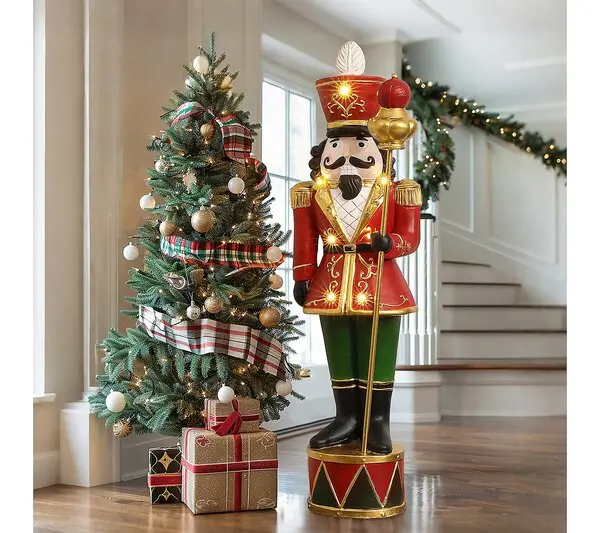 LUXEN HOME Luxenhome 4ft Lighted Nutcracker King, Red, Chr Istmas Decor - One-color