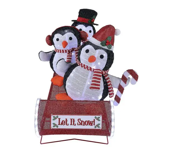 MR. CHRISTMAS 38in Animated Outdoor Sledding Pe Nguins - One-color