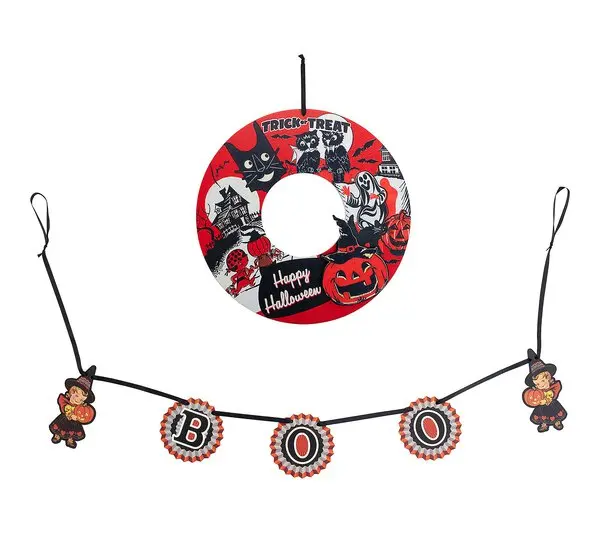 MR. HALLOWEEN Retro Wreath And Garland Set - One-color