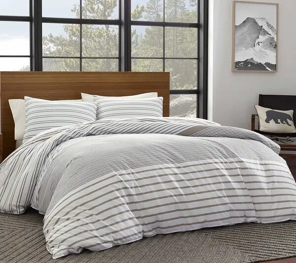 Eddie Bauer Cooper Stripe Grey Full/queen Duvet Cover Set - One-color
