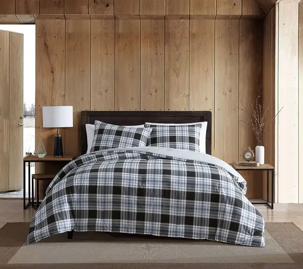 Eddie Bauer Lewis Plaid Navy Cotton Full/queen Duvet Cover Set - One-color