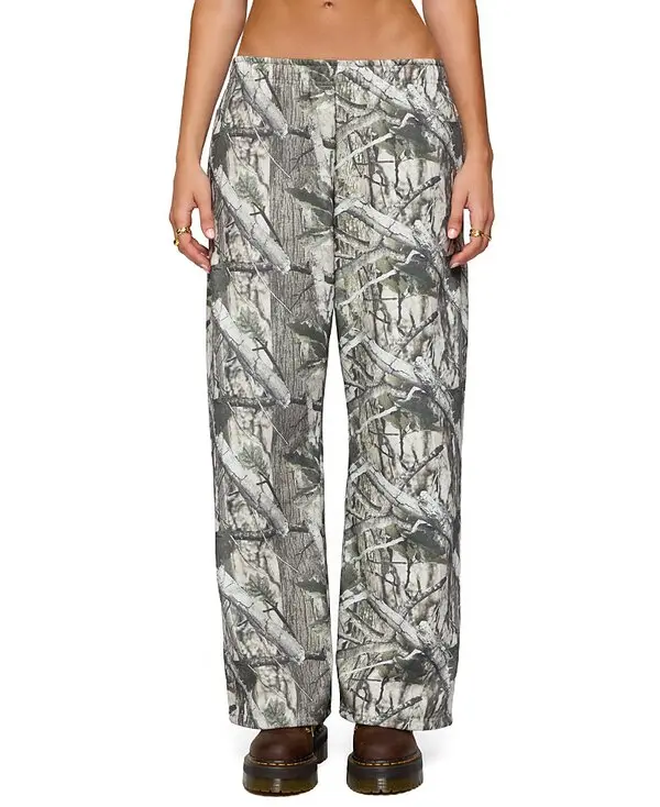 EDIKTED Camo Straight Leg Sweatpants