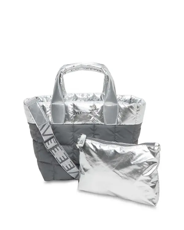 VEE COLLECTIVE Poter Tote Small - Silver/grey
