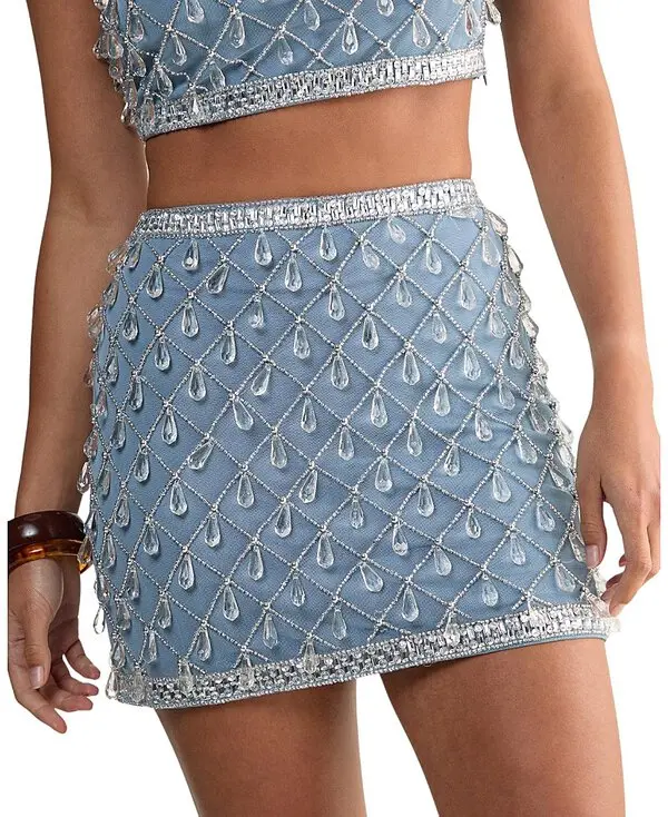 Nasty Gal Embellished Mini Skirt - Powder Blue