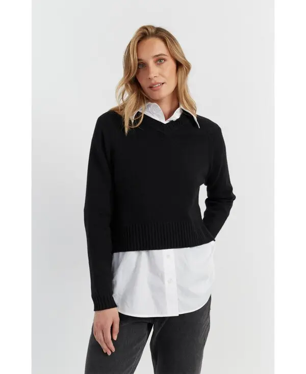 Chinti & Parker Cashmere V-neck Sweater - Black