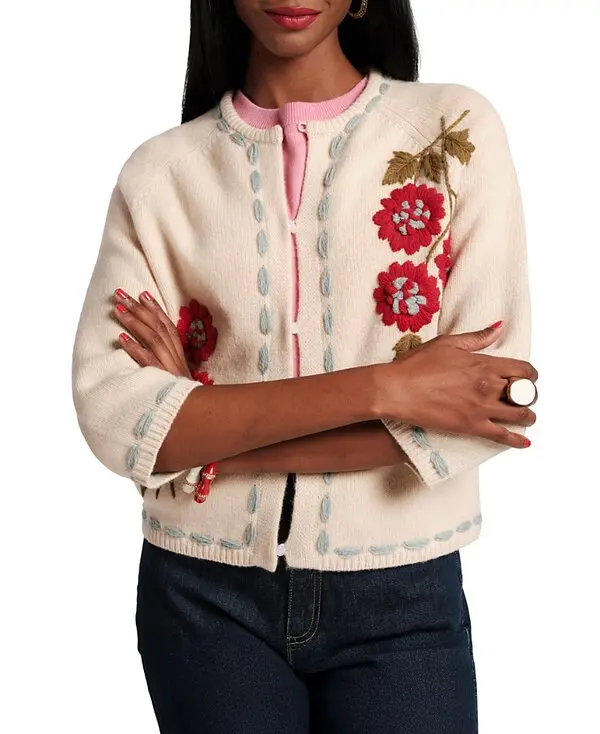 FRANCES VALENTINE Blanket Stitch Border Cardigan Coat