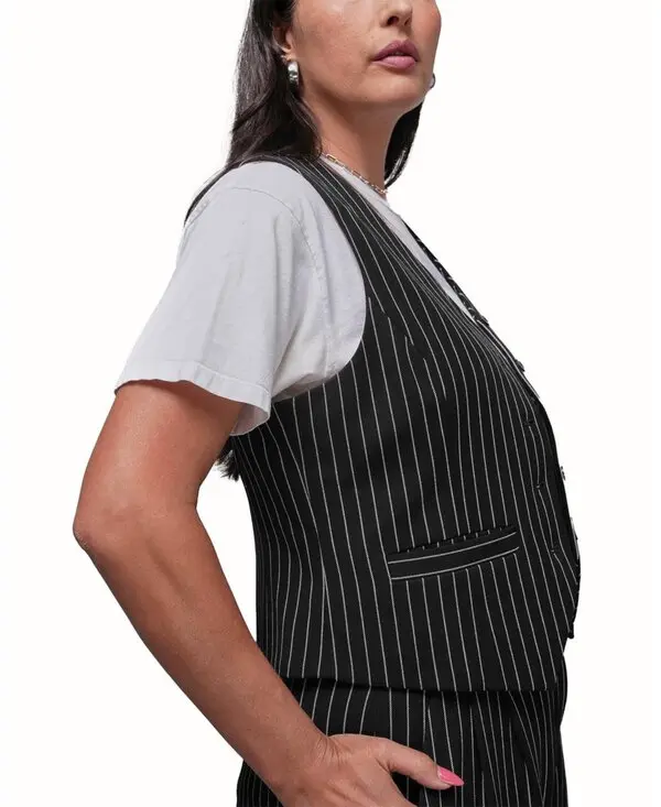 WILDFANG The Empower Pinstripe Vest - Black/stone