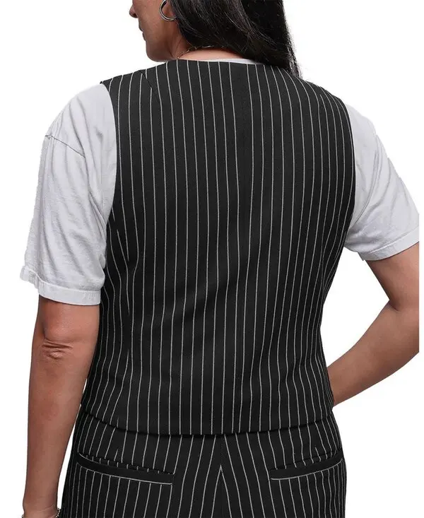 WILDFANG The Empower Pinstripe Vest - Black/stone