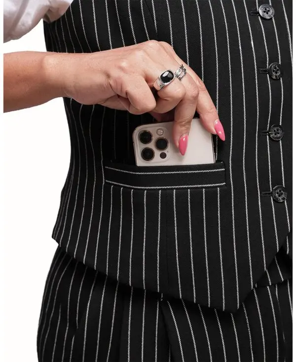 WILDFANG The Empower Pinstripe Vest - Black/stone