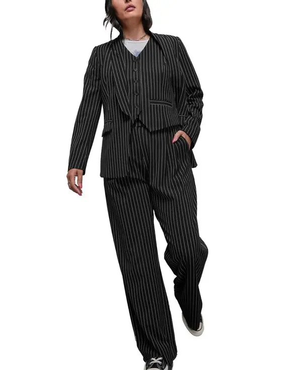 WILDFANG The Empower Pinstripe Vest - Black/stone