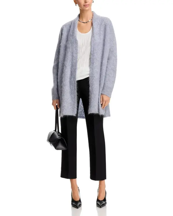 Bloomingdale'S 100% Cashmere Brushed Open Front Cardigan - Medium Grey