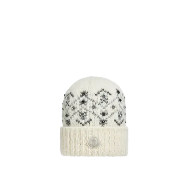 Moncler Crystal-embroidered Alpaca Blend Beanie - White