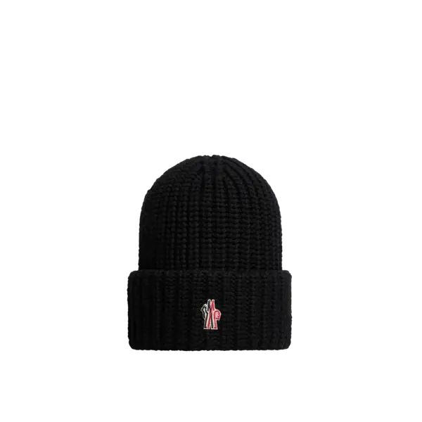 Moncler Logo Wool Beanie - Black