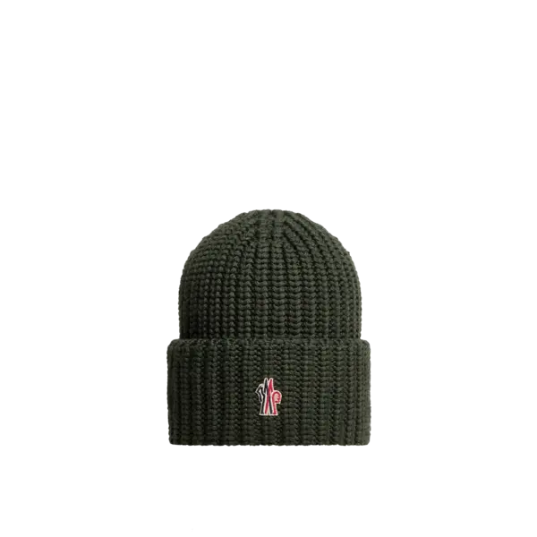 Moncler Logo Wool Beanie - Green