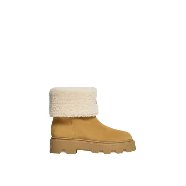 Moncler Aurea Mid Suede & Shearling Boots - Beige