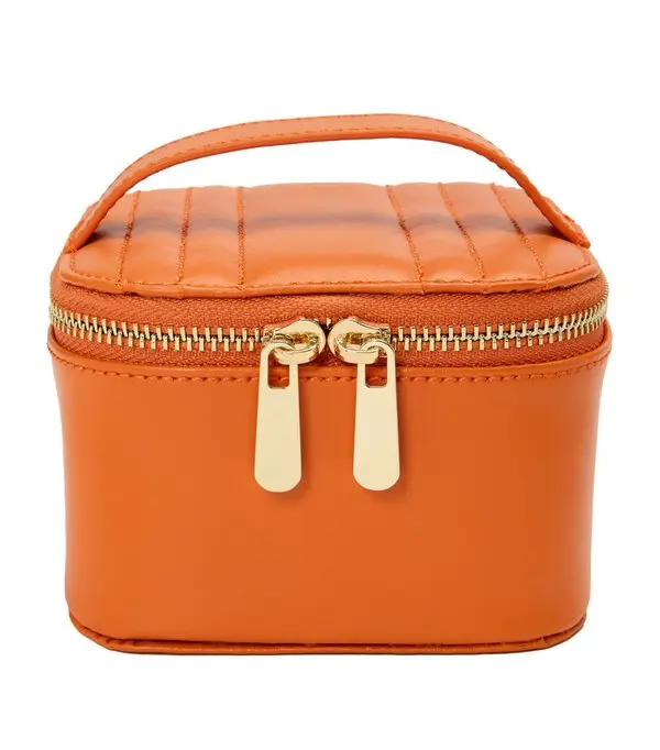 Wolf Vegan Leather Maria Cube Jewellery Case - Orange