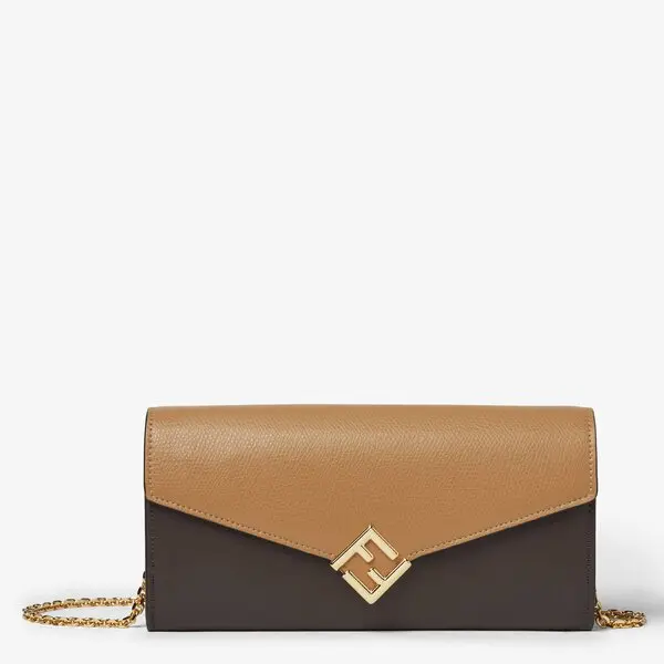 Fendi Ff Diamonds Continental With Chain - Brown