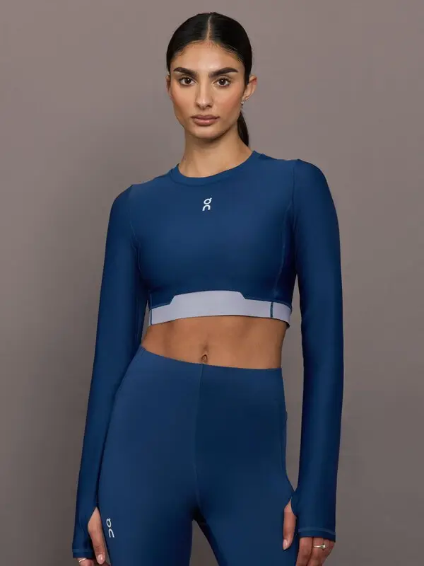 On Train Long Sleeve Crop Top - Tempest