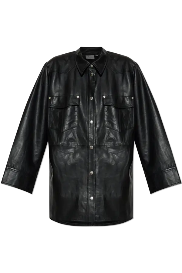 GESTUZ Leather Shirt With Snap Fasteners