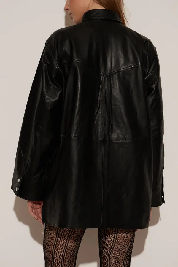 GESTUZ Leather Shirt With Snap Fasteners