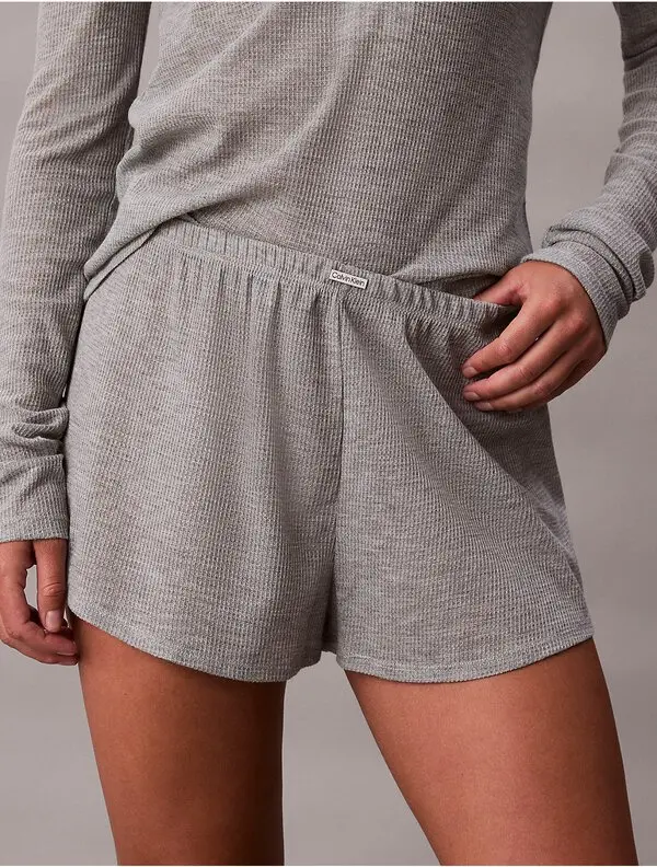 Calvin Klein Lightweight Waffle Pull-on Shorts - Grey Heather