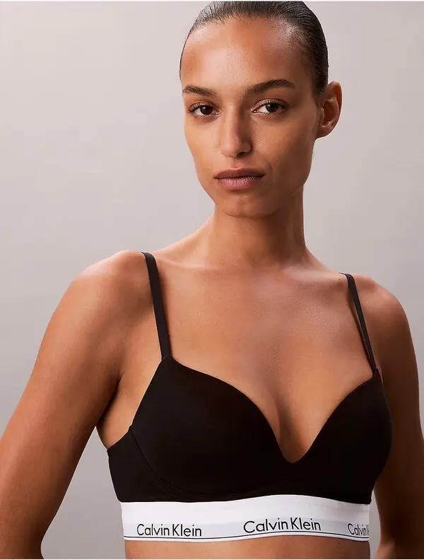 Calvin Klein Icon Cotton Modal Plunge Bra - Black