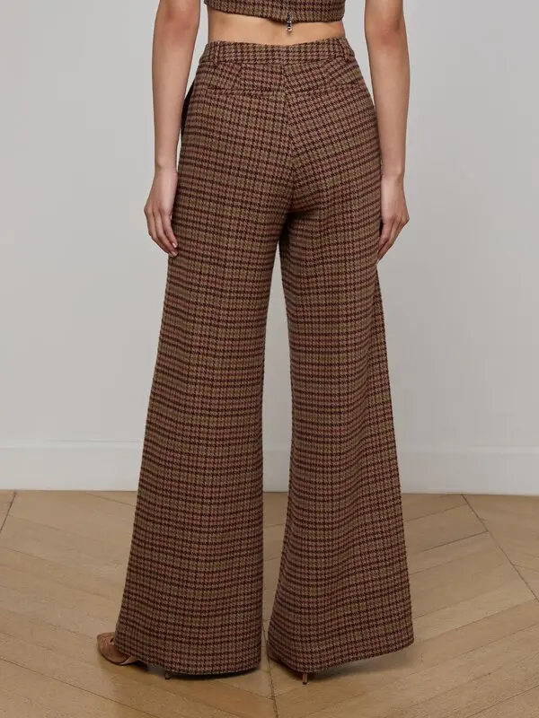 L'Agence Pilar Houndstooth Wide-leg Pants