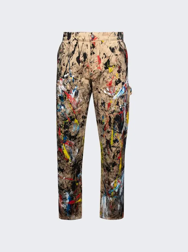 SKY HIGH FARM WORKWEAR Hand-painted Canvas Double Knee Pants