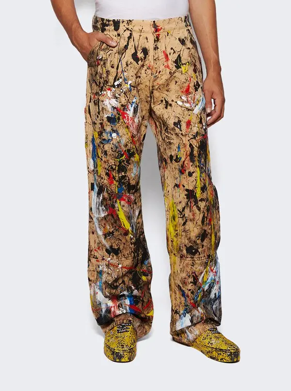 SKY HIGH FARM WORKWEAR Hand-painted Canvas Double Knee Pants