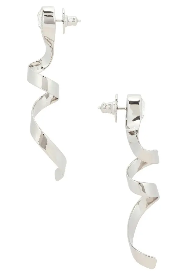 Dries Van Noten Ribbon Dangle Earrings - Silver