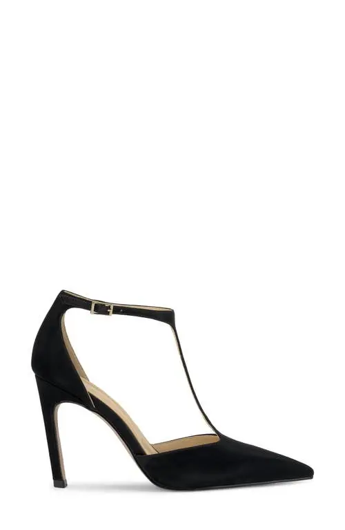 Jessica Simpson Willna T-strap Pointed Toe Pumps - Black Satnll