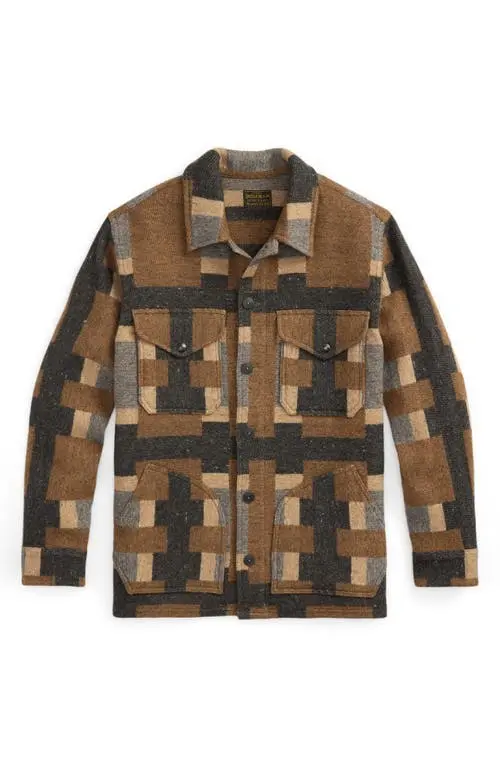 Double Rl Geo Pattern Wool Blend Jacket