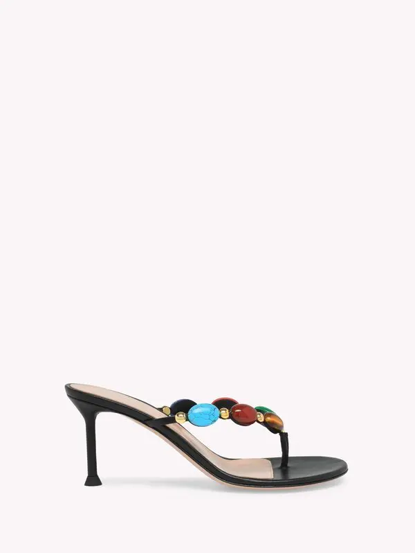 GIANVITO ROSSI Shanti Thong 70 Thong Sandals - Black - Suede