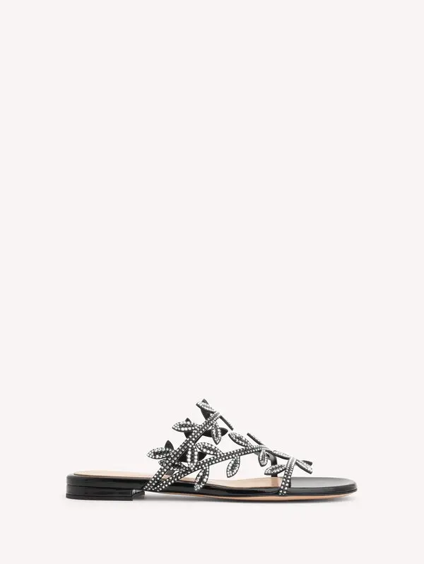 GIANVITO ROSSI Crystal Flavia 05 Slides - Black - Suede