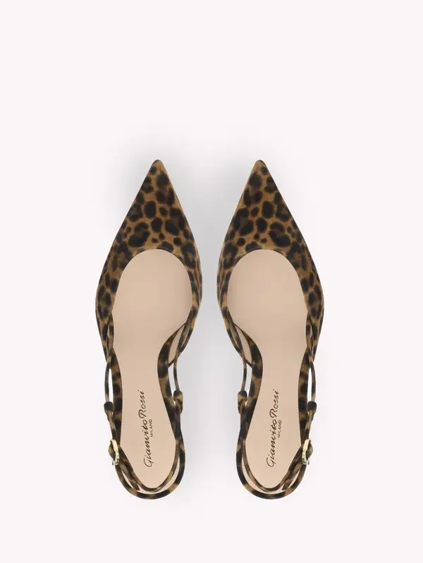 GIANVITO ROSSI Ascent 55 Slingbacks - Leopard Print - Suede