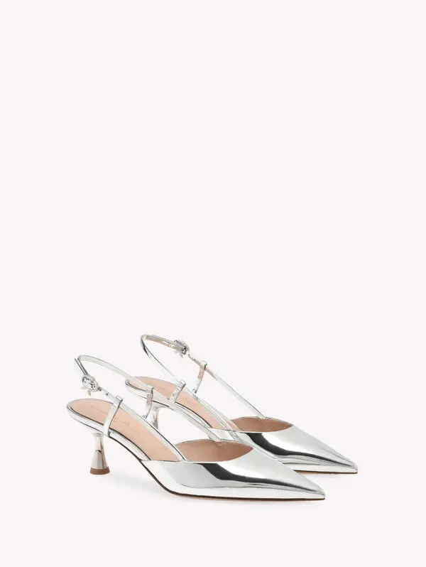 GIANVITO ROSSI Ascent 55 Slingbacks - Silver - Shiny Calf