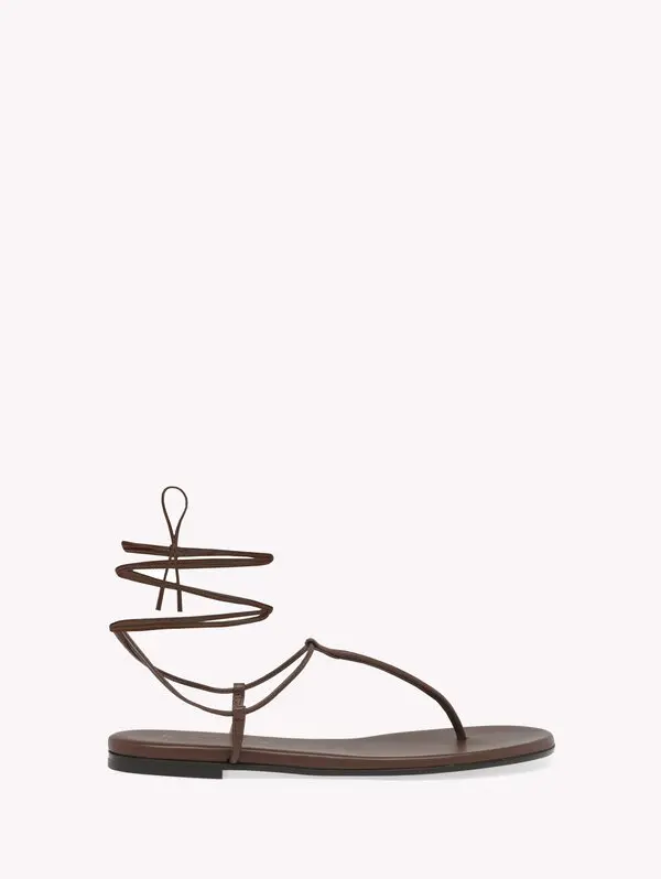 GIANVITO ROSSI Gwyneth Flat Sandals - Brown - Nappa