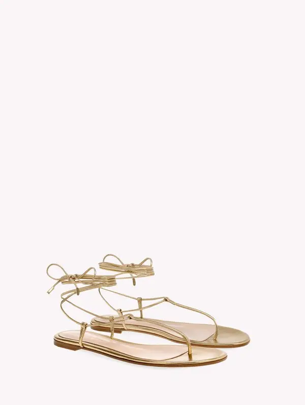 GIANVITO ROSSI Gwyneth Flat Sandals - Gold - Metallic Nappa