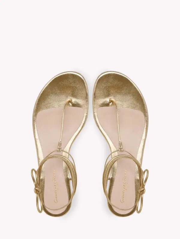 GIANVITO ROSSI Gwyneth Flat Sandals - Gold - Metallic Nappa